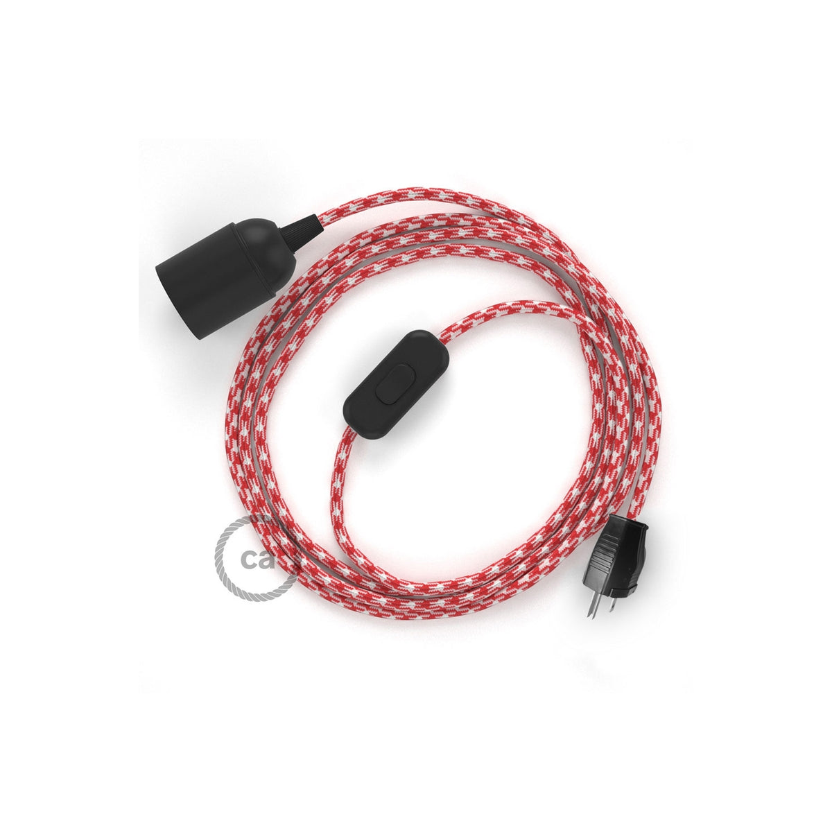 Red & White Houndstooth Plug-in Pendant with Inline Switch | touchGOODS