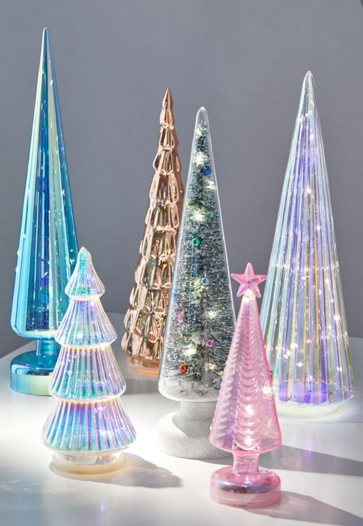 MoMA LED Glass Lighted Trees - Iridescent teal | touchGOODS